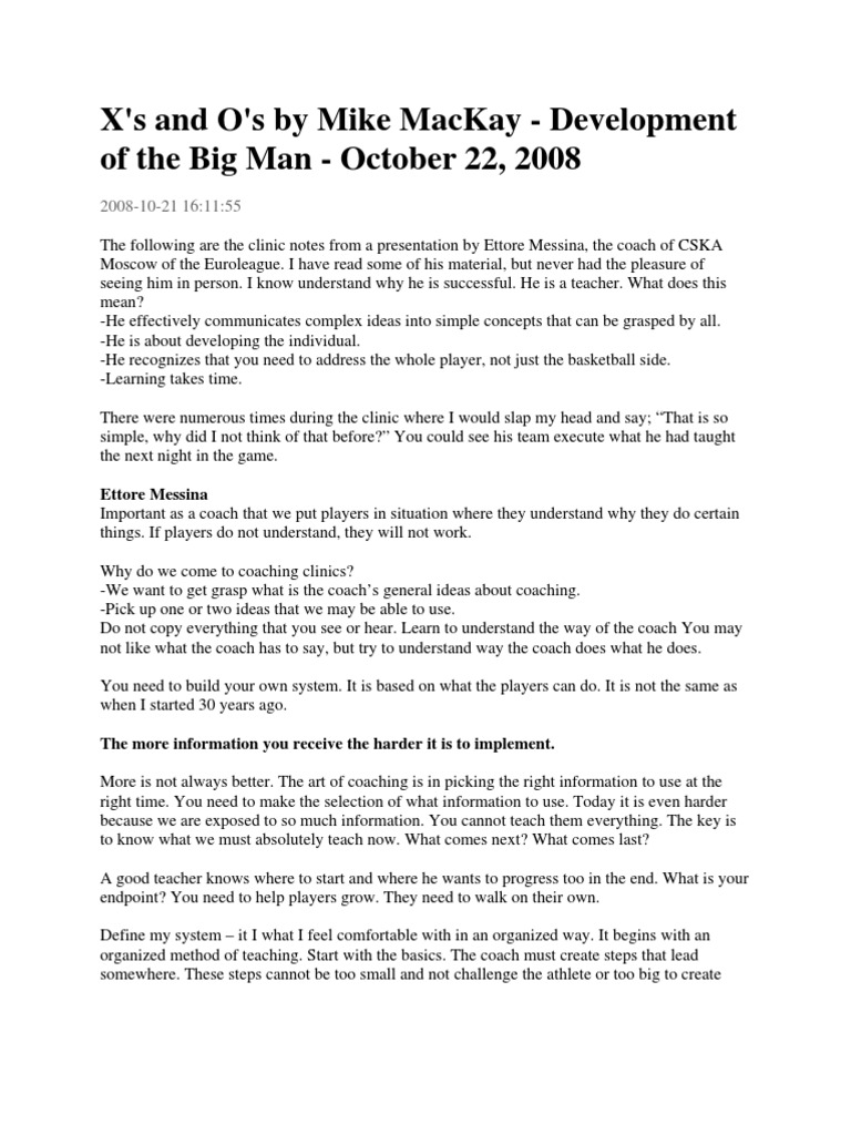 Basketball - Development of The Big Man | PDF | Leisure | Ball Games