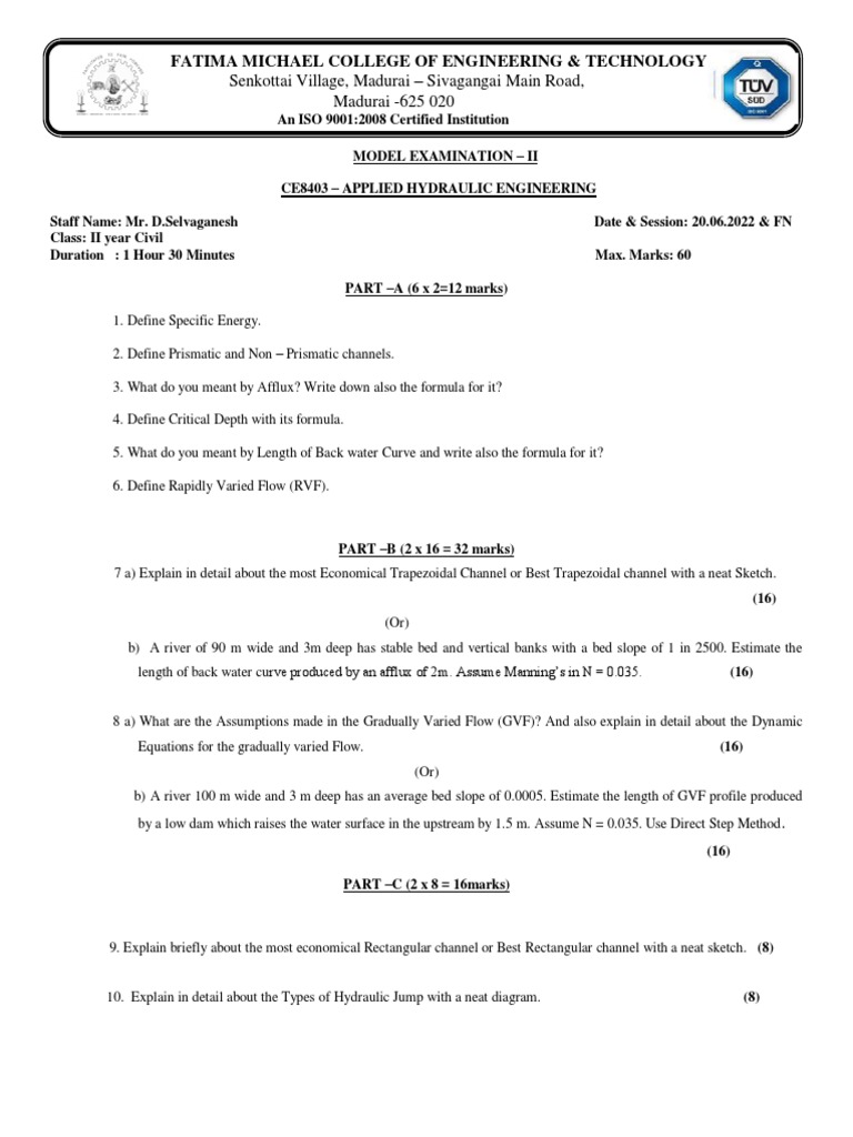 AHE Model Question | PDF | River | Applied And Interdisciplinary Physics