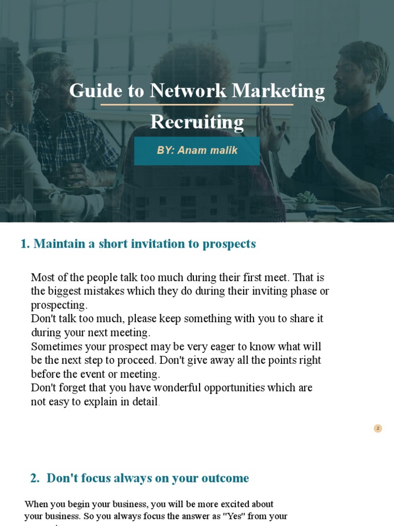 Guide To Network Marketing Recruiting | PDF | Facebook | Online And Offline