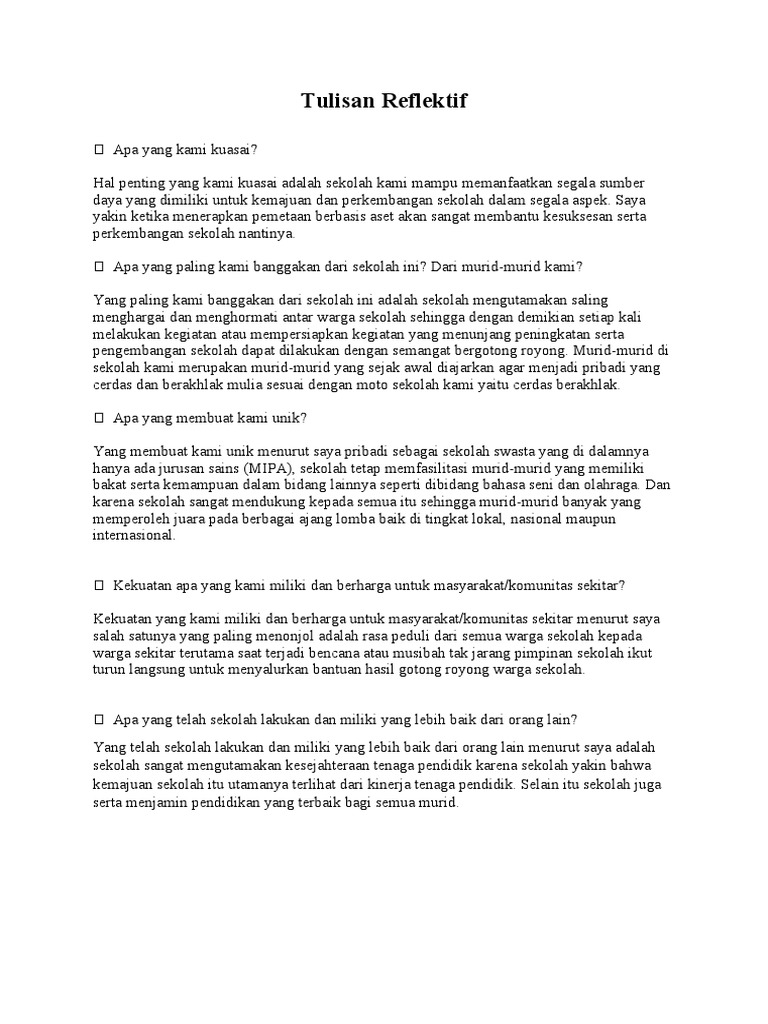 Tulisan Reflektif | PDF