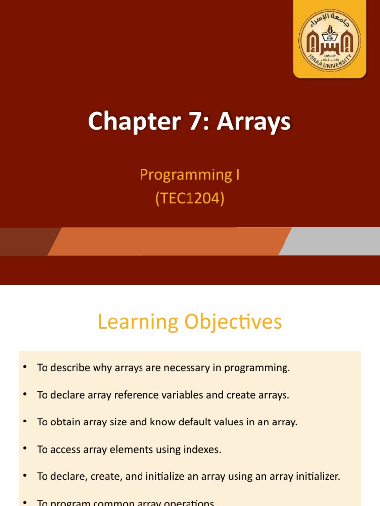 Chapter 7 Arrays | PDF
