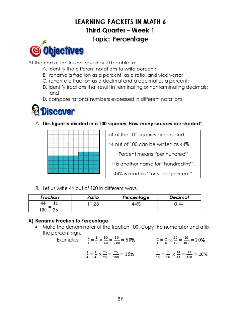 Math 6 - Weeks 1 3 | PDF | Percentage | Economies
