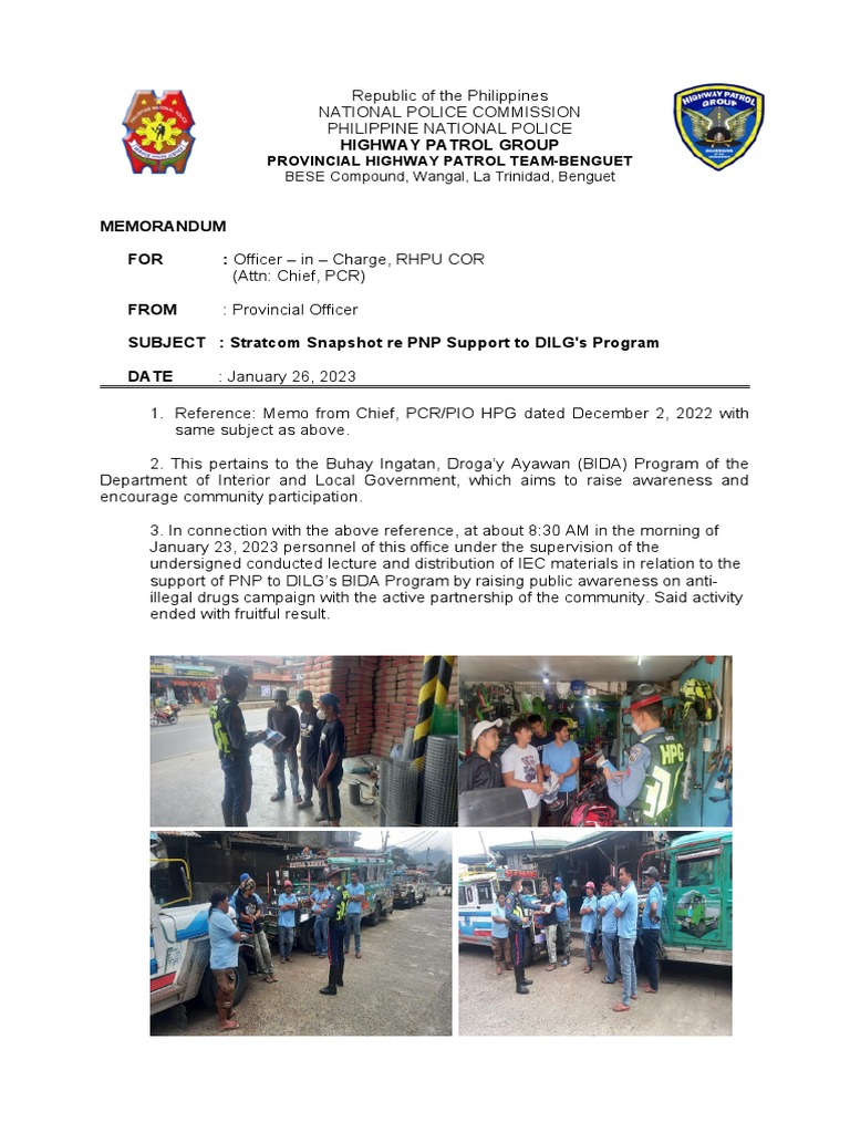 PNP's BIDA Program Engagement | PDF | Government | Philippines