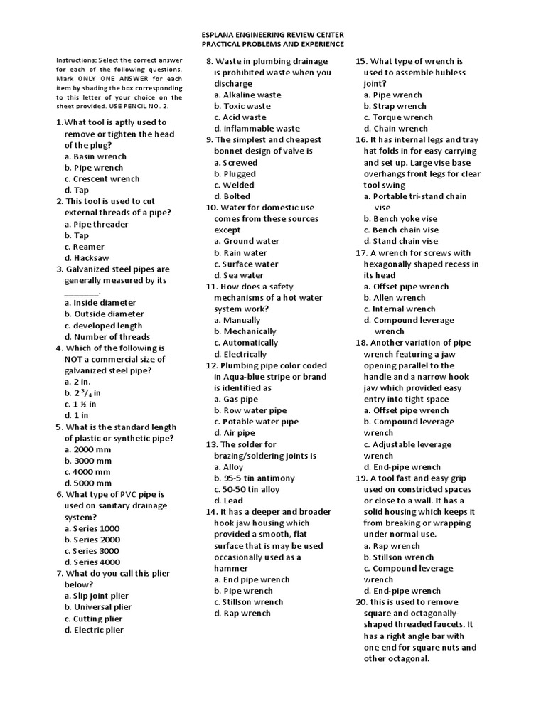 Final Coaching - Practical Problems and Experience - February 2023 | PDF | Plumbing | Pipe ...
