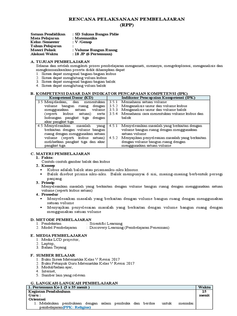 RPP Kelas 5 Semester Genap | PDF