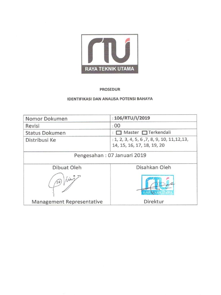 PROSEDURE IDENTIFIKASI RESIKO & ANALISA BAHAYA Rev | PDF