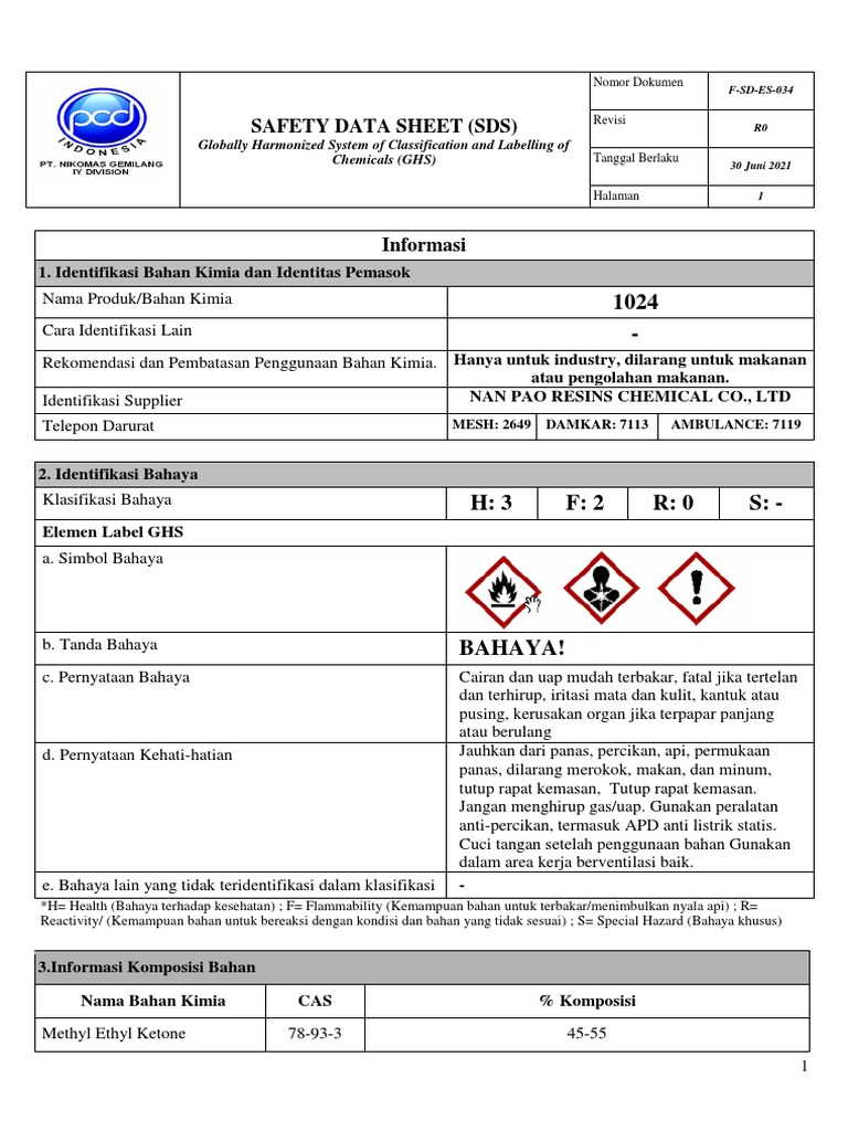 Lembar Data Keselamatan Kimia | PDF