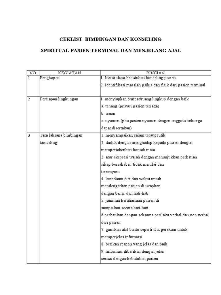 Ceklist Bu Dewi | PDF