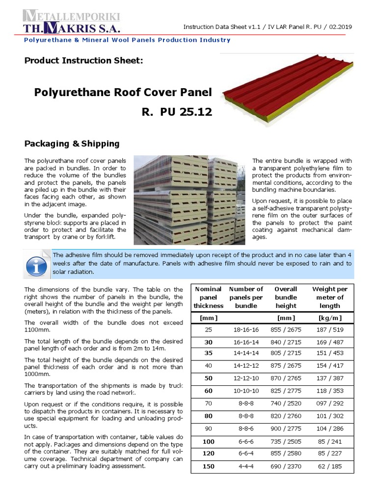 Instruction Sheet PU ROOF v1.1 | PDF | Roof | Screw