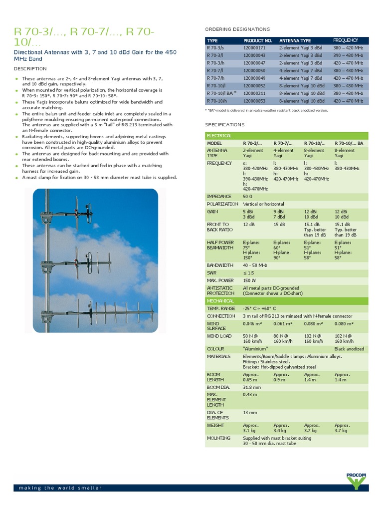 PROCOM r-70-7 | PDF | Antenna (Radio) | Electrical Engineering