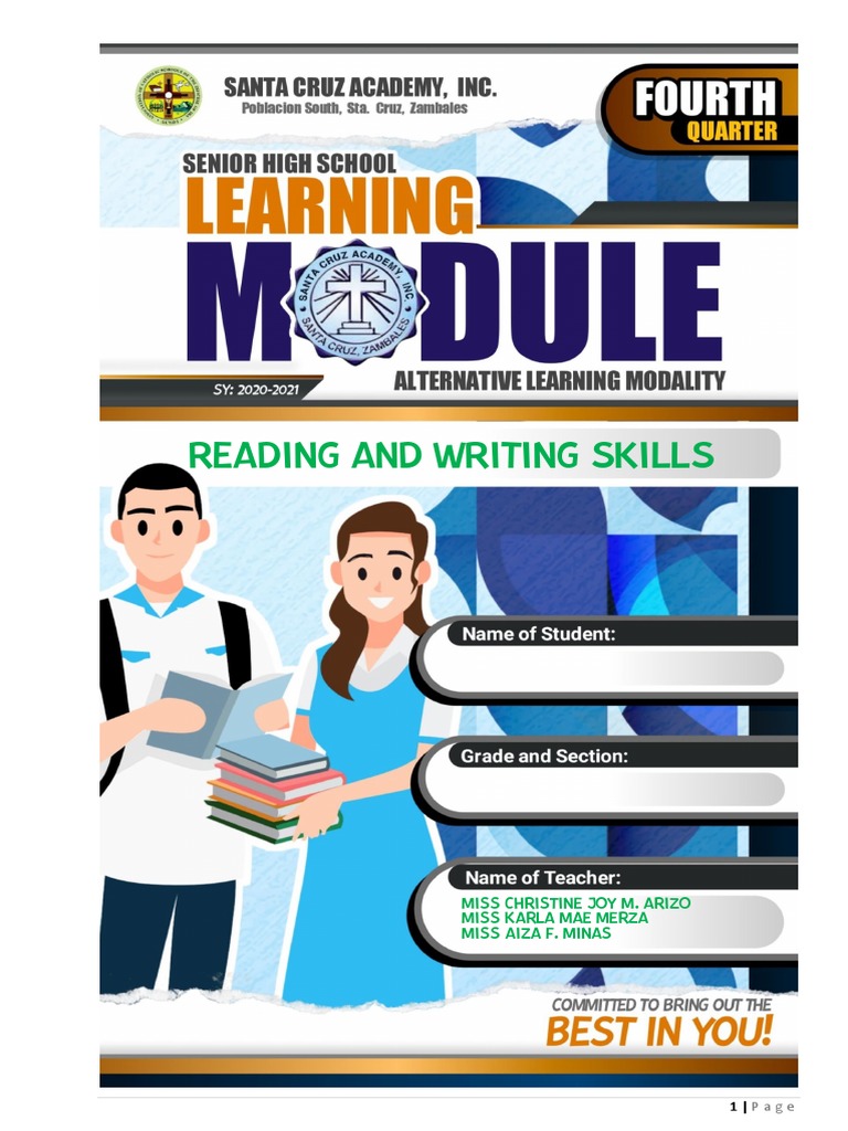 Reading and Writing Skills - Q4 - Module1 - Arizo - Final | PDF | Critical Thinking | Thought