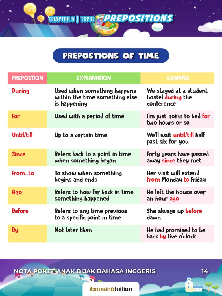 Preposition of Time | PDF | Preposition And Postposition