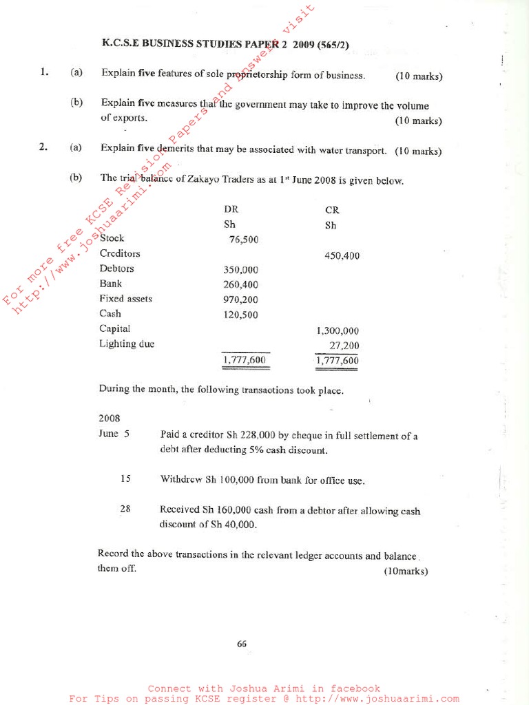 KCSE 2009 Business Studies PAPER 2 | PDF KCSE 2009 Business Studies PAPER 2 | PDF
