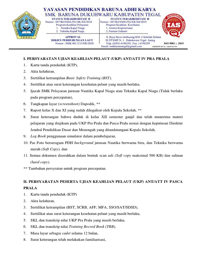 Persyaratan Ukp Terbaru 2023 | PDF