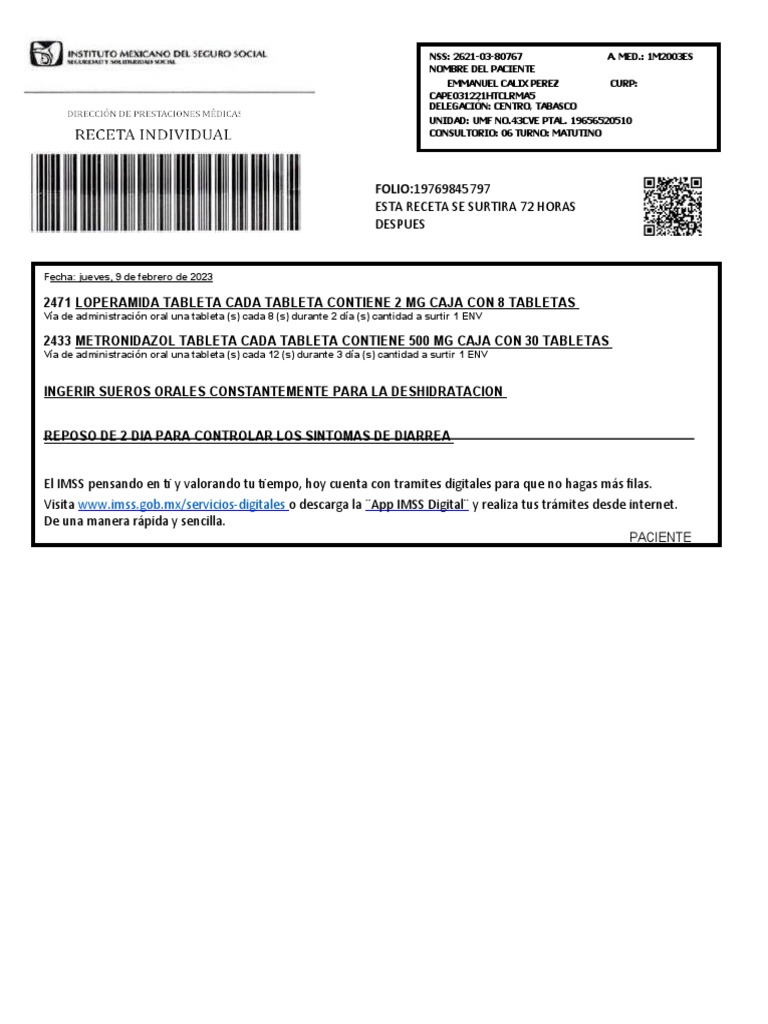 Receta Del Imss | PDF