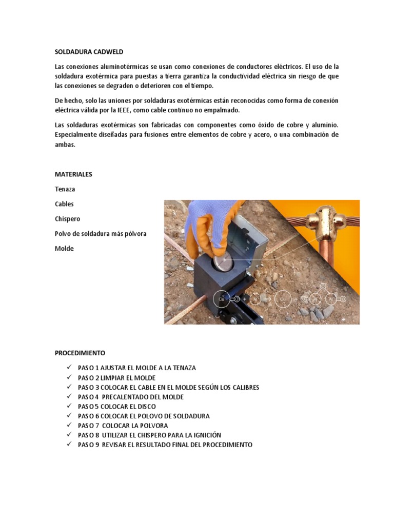 Procedimiento de Soldadura Cadweld | PDF