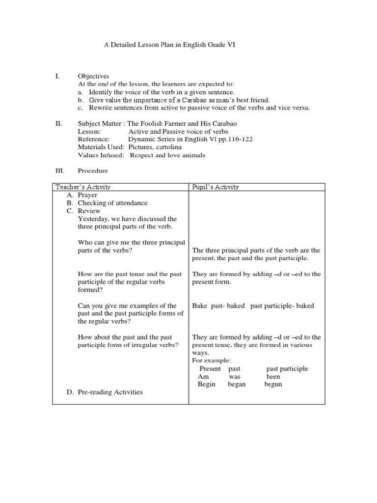 Detailed Lesson Plan Sample | PDF