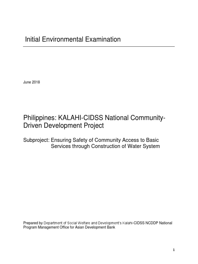 Ensuring Access to Clean Water: Initial Environmental Examination for ...