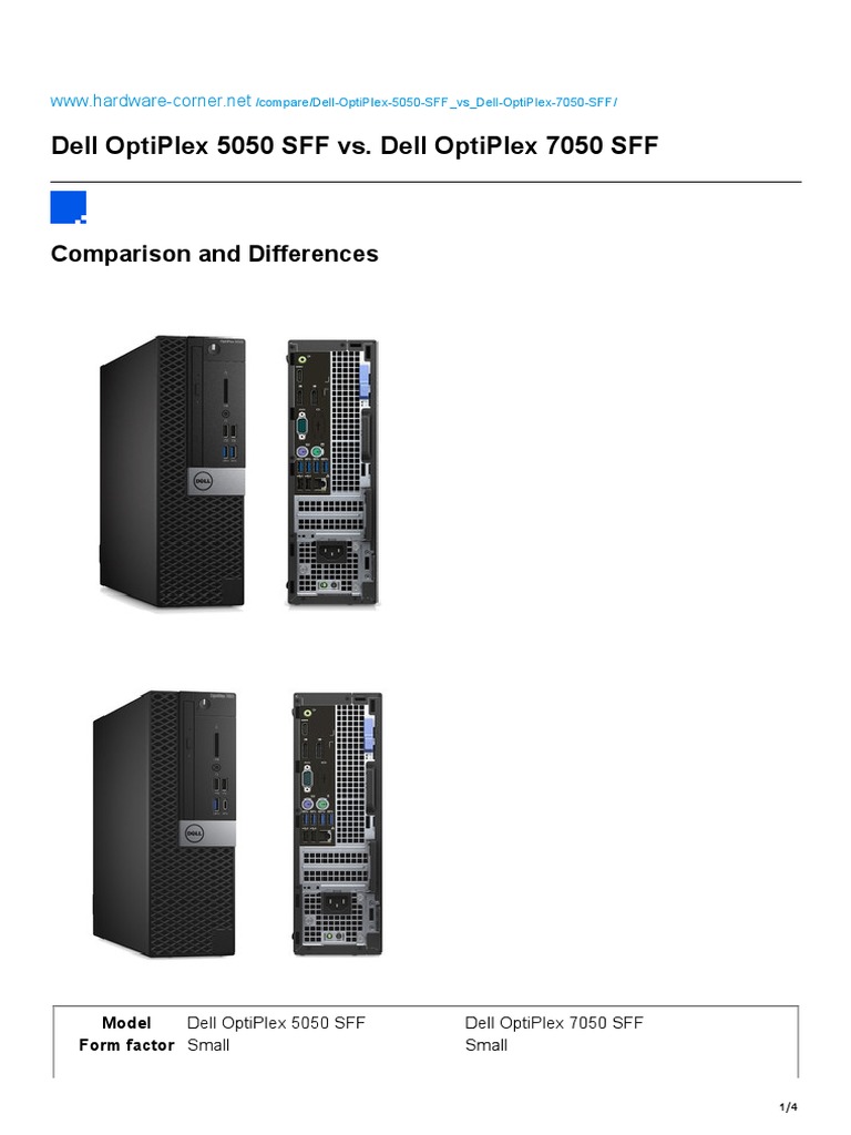 Comparatie Dell OptiPlex 5050 SFF Vs Dell OptiPlex 7050 SFF | PDF ...