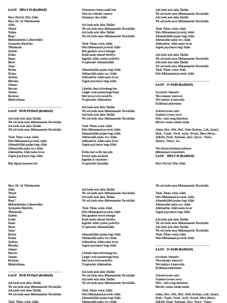 Lirik Lagu Nasyid Maulud 2022 - Raihan | PDF