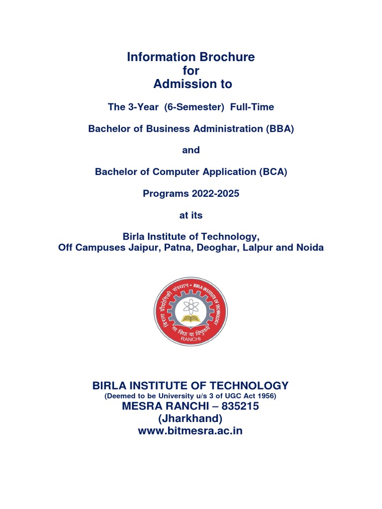 2nd Round BBA BCA 2022 - Information Brochure 2022-23 | PDF | Career ...