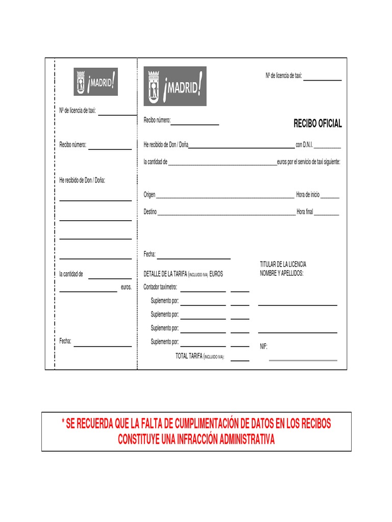 Modelo de Talonario-Recibo Oficial | PDF