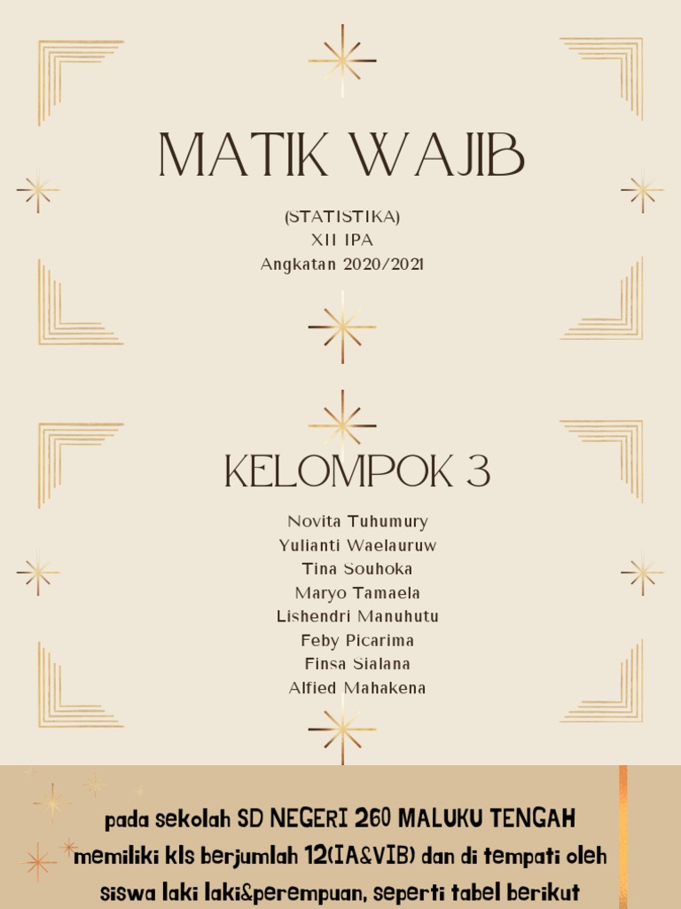 Tugas Matik Wajib (STATISTIKA) Projek Kelompok | PDF Tugas Matik Wajib (STATISTIKA) Projek Kelompok | PDF