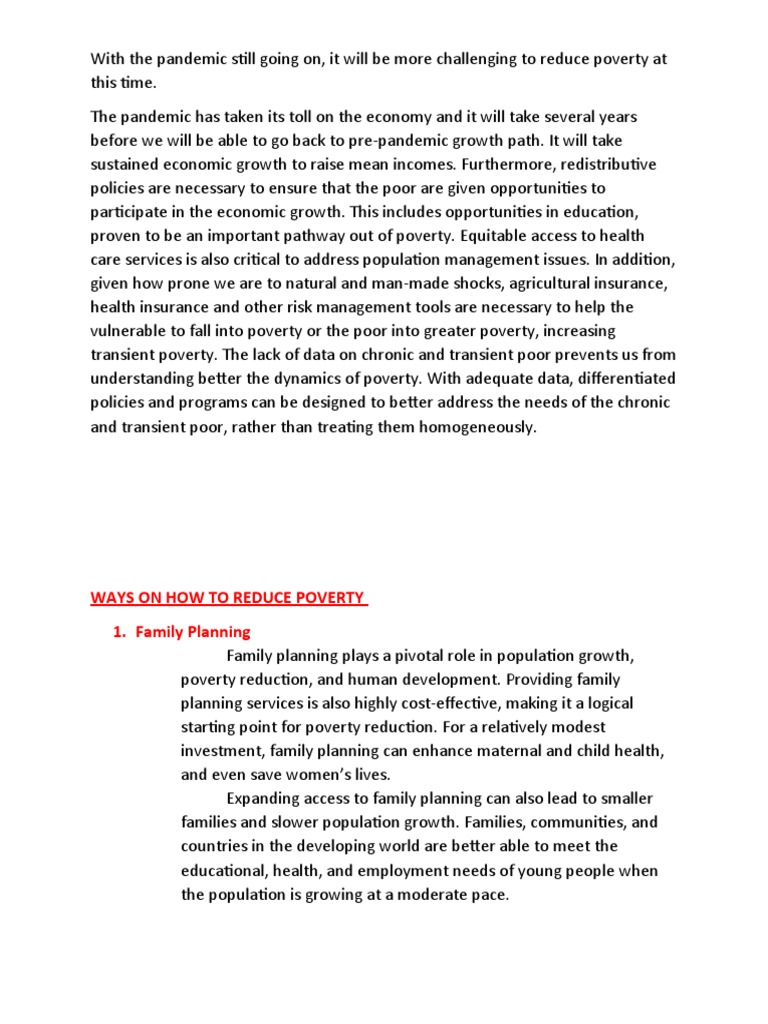 Ways On How To Reduce Poverty | PDF | Poverty | Poverty & Homelessness