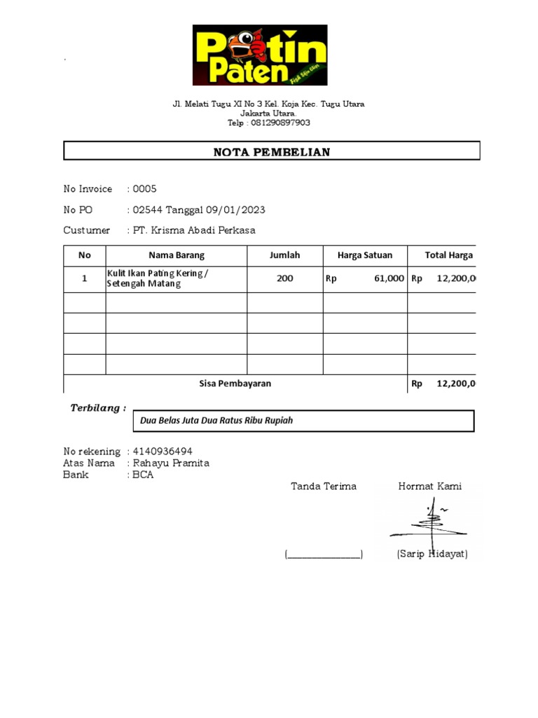 Nota Pembelian | PDF