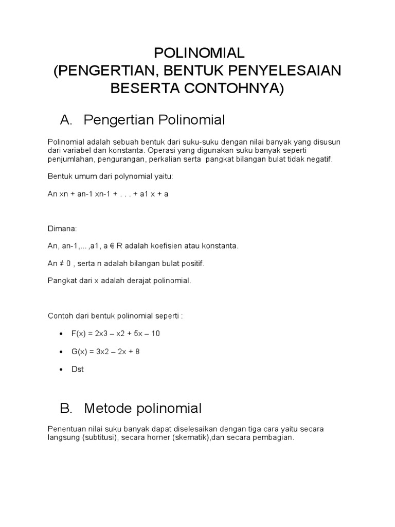 Polinomial Penyelesaian Pdf