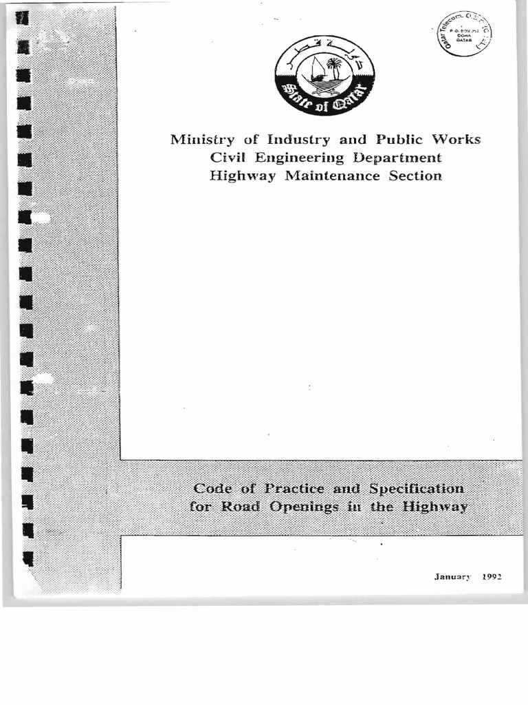 Code of Practice and Specification For Road Openings in The Highway ...