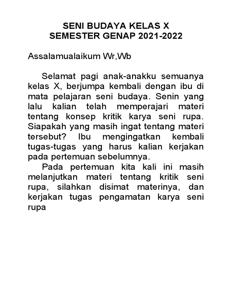 Menulis Kritik Seni Rupa Kelas X | PDF | Karier & Perkembangan | Seni