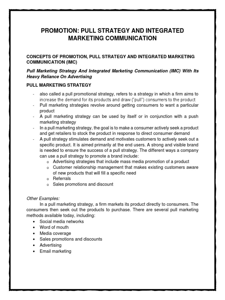 Chapter 7 Pull Strategy and IMC | PDF | Marketing Communications | Marketing