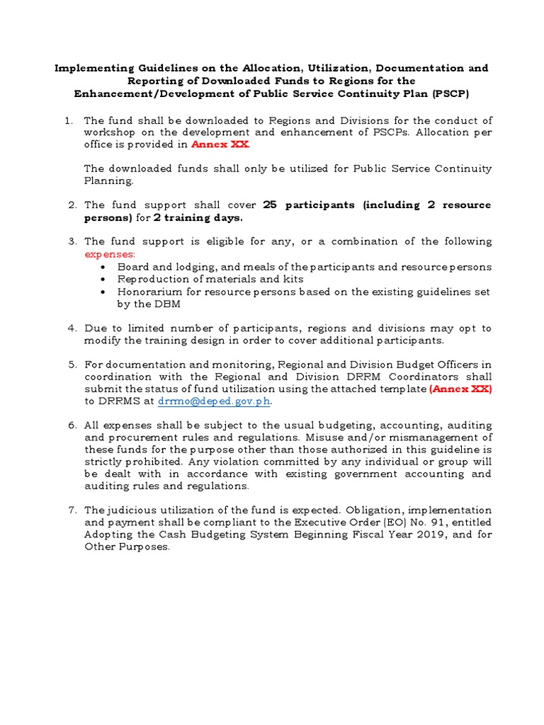 Public Service Continuity Plan Guidelines | PDF