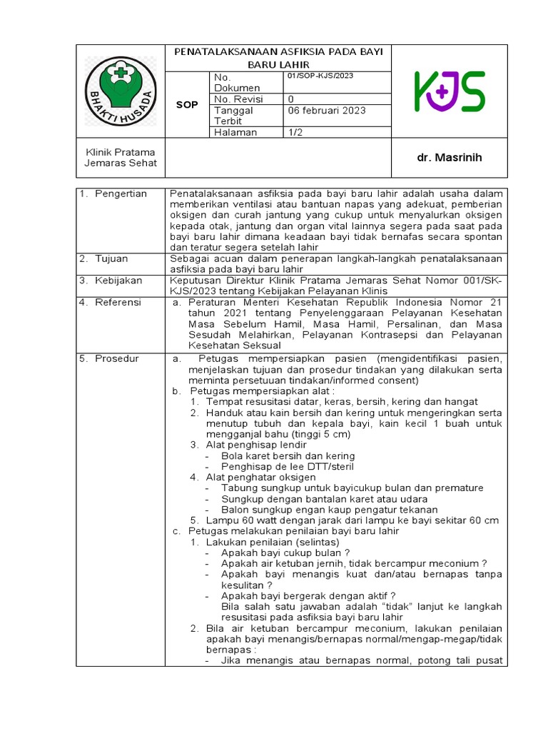 Penatalaksanaan Asfiksia Bayi Baru Lahir | PDF | Pengembangan Diri