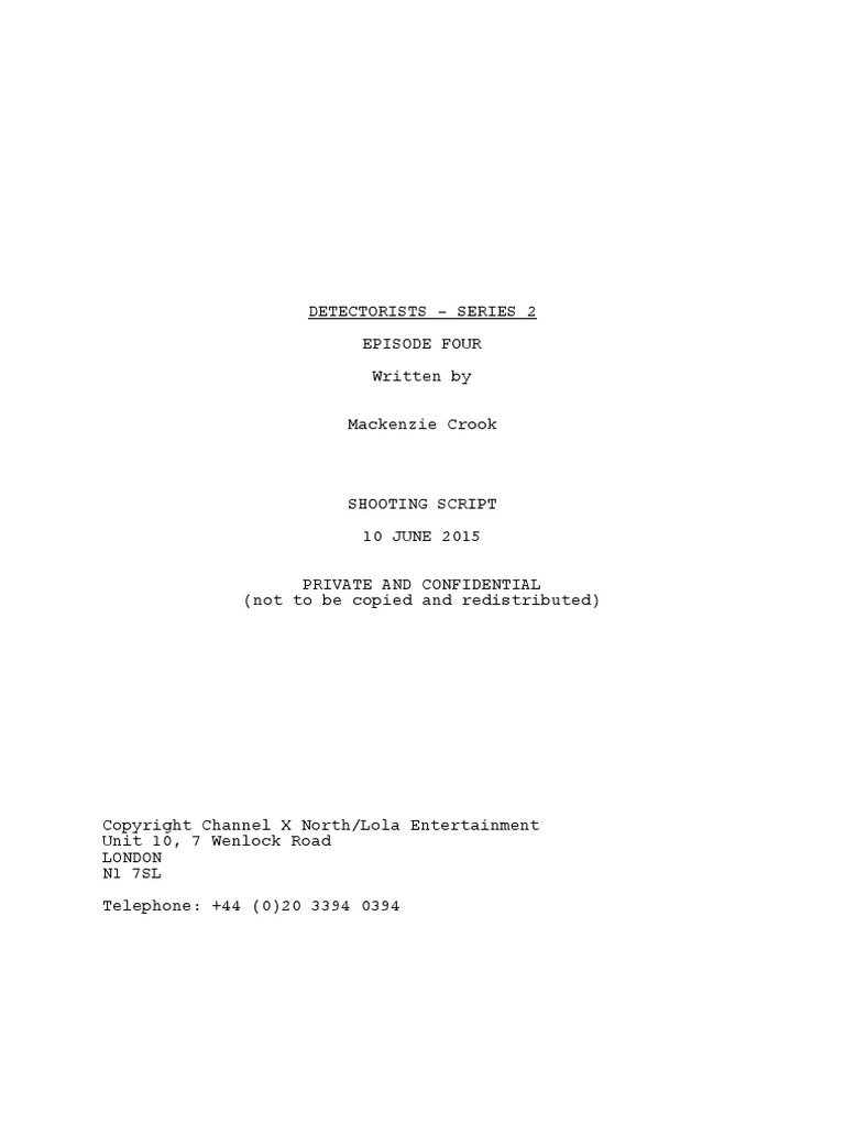 Detectorists s2 Ep4 Shooting Script Mackenzie Crook | PDF | Metal Detector