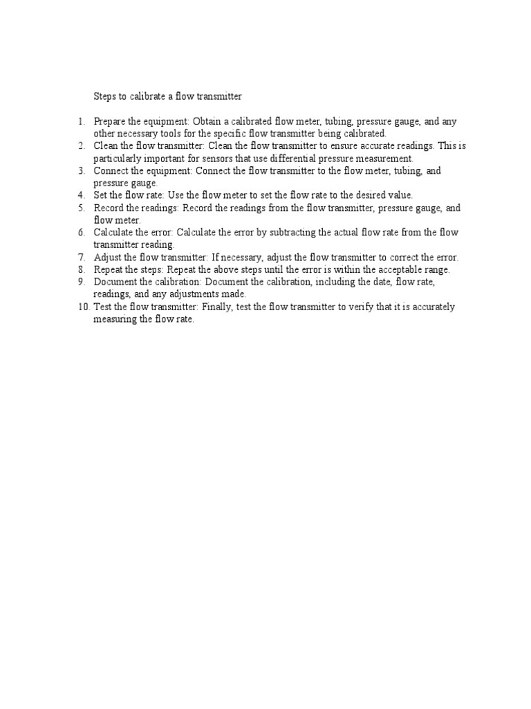 Steps To Calibrate A Flow Transmitter | PDF