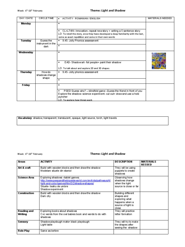 Light and Shadow Activities for Kids | PDF | Shadow | Cognition