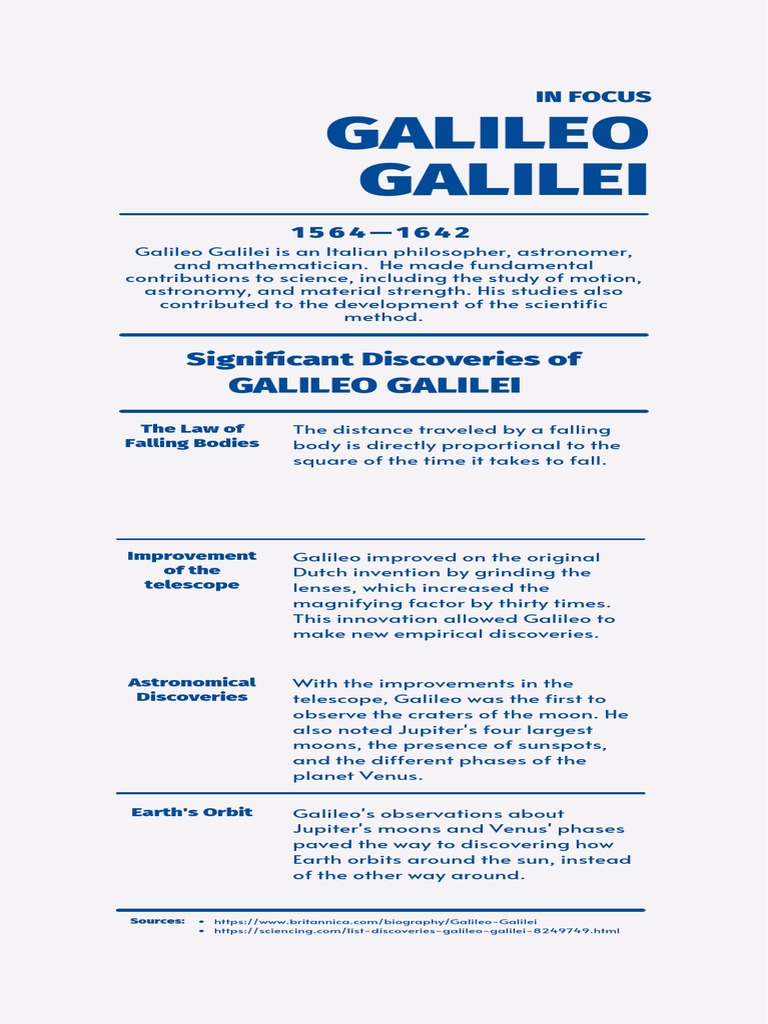 Galileo Galilei's Key Discoveries | PDF | Social Science | Young Adult