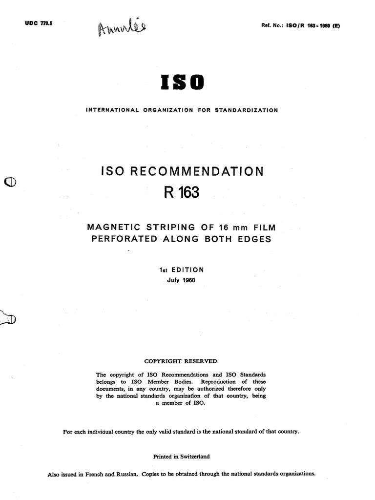 ISO R 00163-1960 Scan | PDF