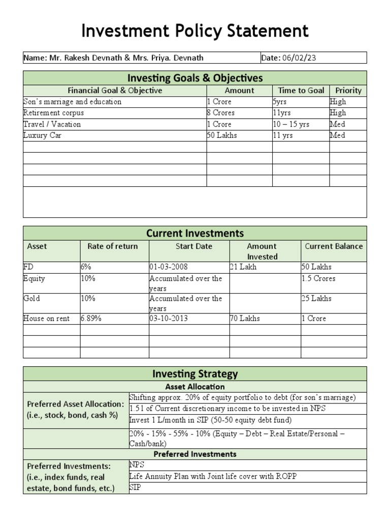 IPS Group 10 | PDF | Investing | Asset Allocation