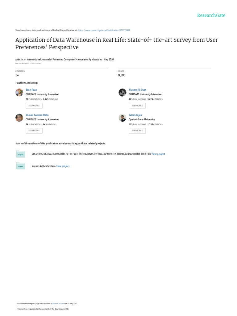 Paper 55-Application of Data Warehouse in Real Life StateBilalShahid ...