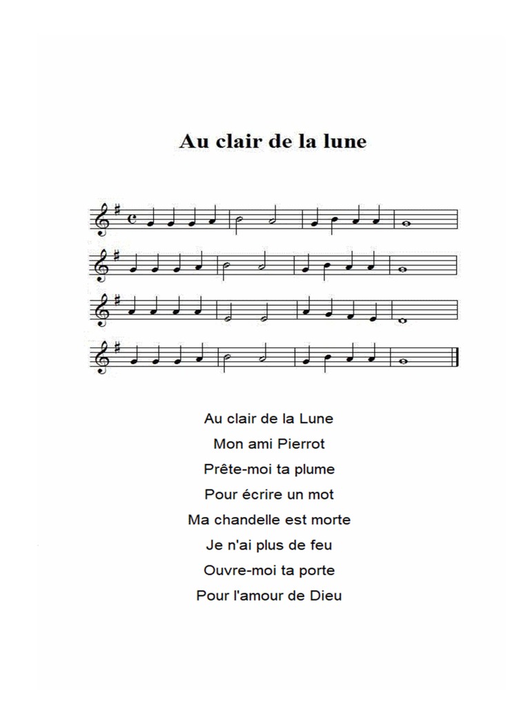Partition Violon Au Clair de La Lune | PDF