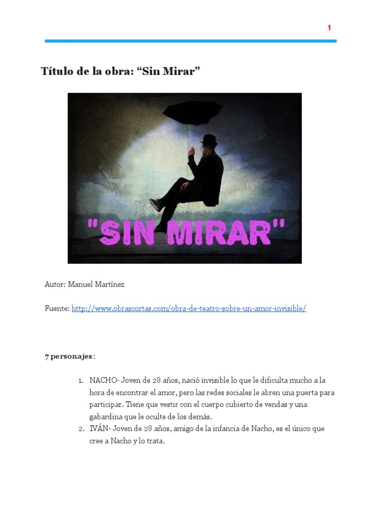 Sin Mirar: Amor Invisible en Escena | PDF