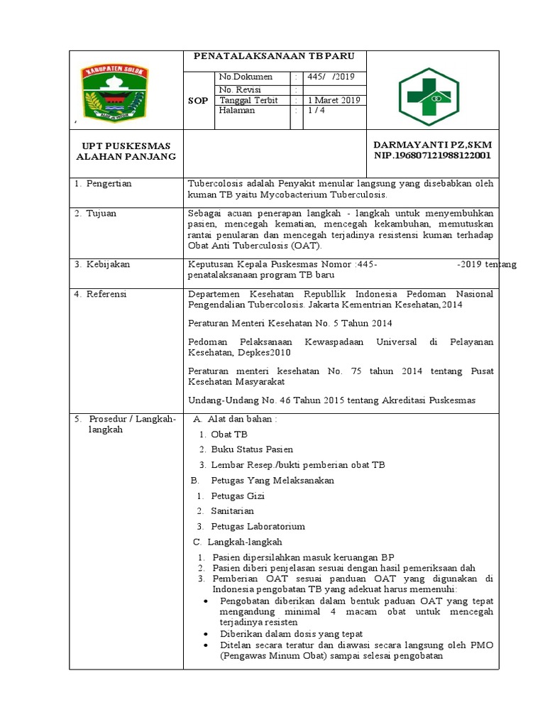Sop TB Paru | PDF | Pengembangan Diri | Kesehatan Holistik