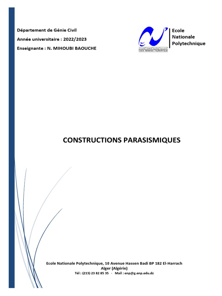 Conception des constructions parasismiques | PDF | Béton armé | Génie ...
