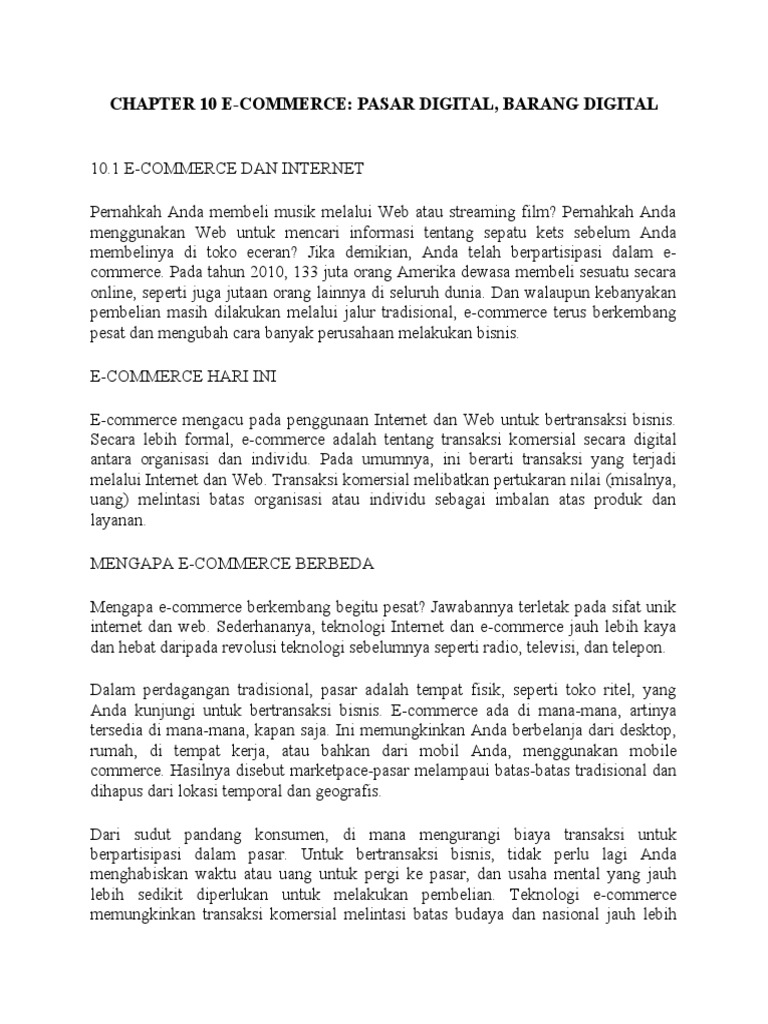 E-Commerce: Pasar Digital dan Barang Digital | PDF | Bisnis | Ilmu Sosial