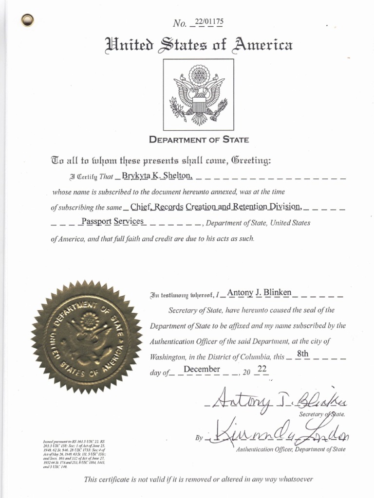 Certified USDOS FOIA Passport Documents For :nasir-Kamari :melendez | PDF