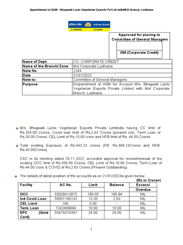 Asm Appointment BLV | PDF | Debt | Loans
