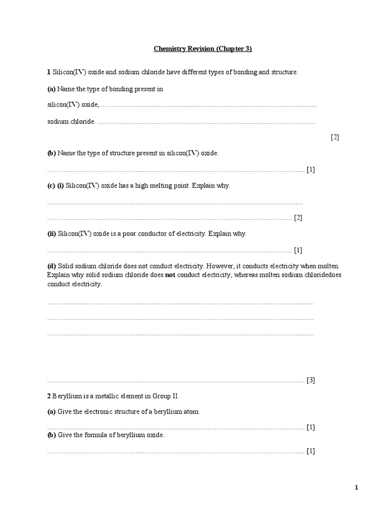 Chemistry Revision: Bonding and Structures | PDF | Chemical Bond ...